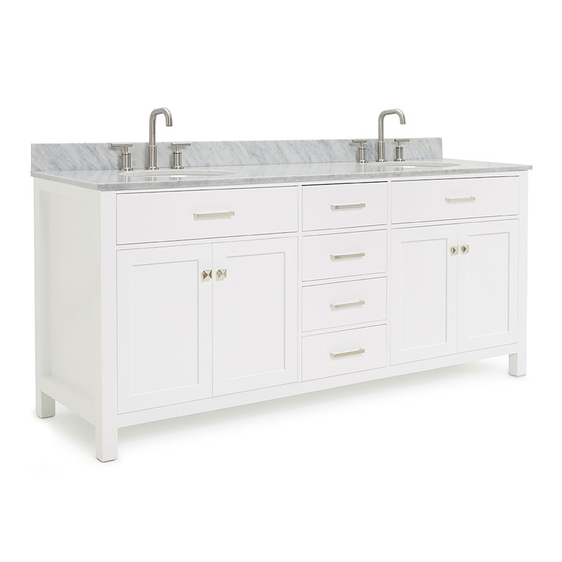 Winston Porter Parvez 73 Double Bathroom Vanity With Carrara Marble